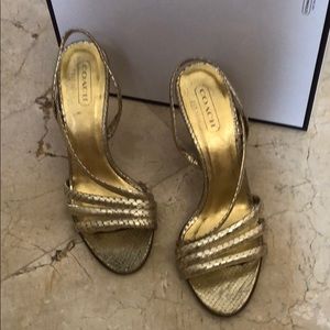 Coach | Shoes | Coach Gold Heels | Poshmark